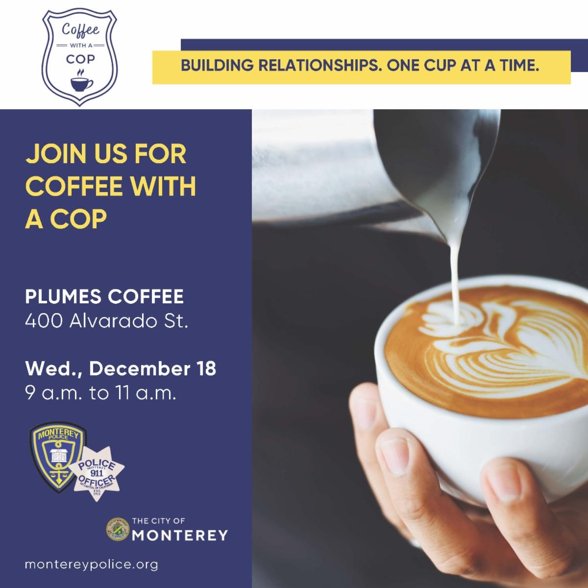 Coffee with a Cop at Plumes | Old Monterey